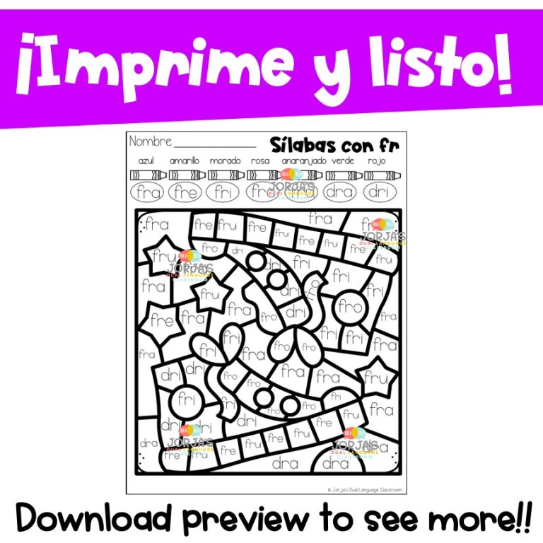 Sílabas trabadas con FR Consonant Blends in Spanish Printable Spanish ...