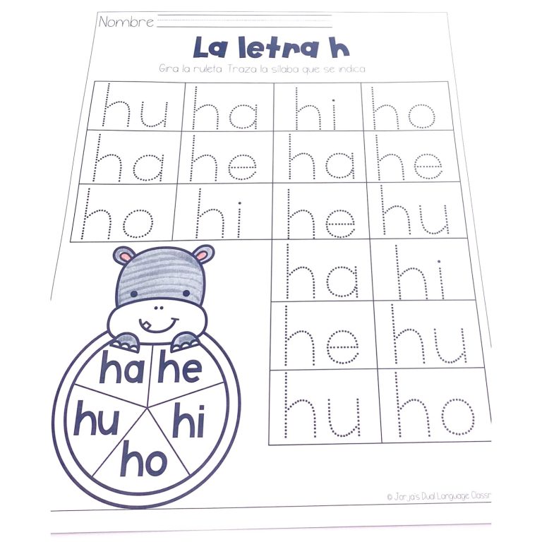 Letra h Sílabas con ha he hi ho hu Actividades hojas de trabajo Letter ...