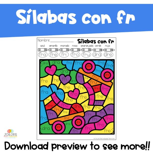 Sílabas trabadas con FR Consonant Blends in Spanish Printable Spanish ...
