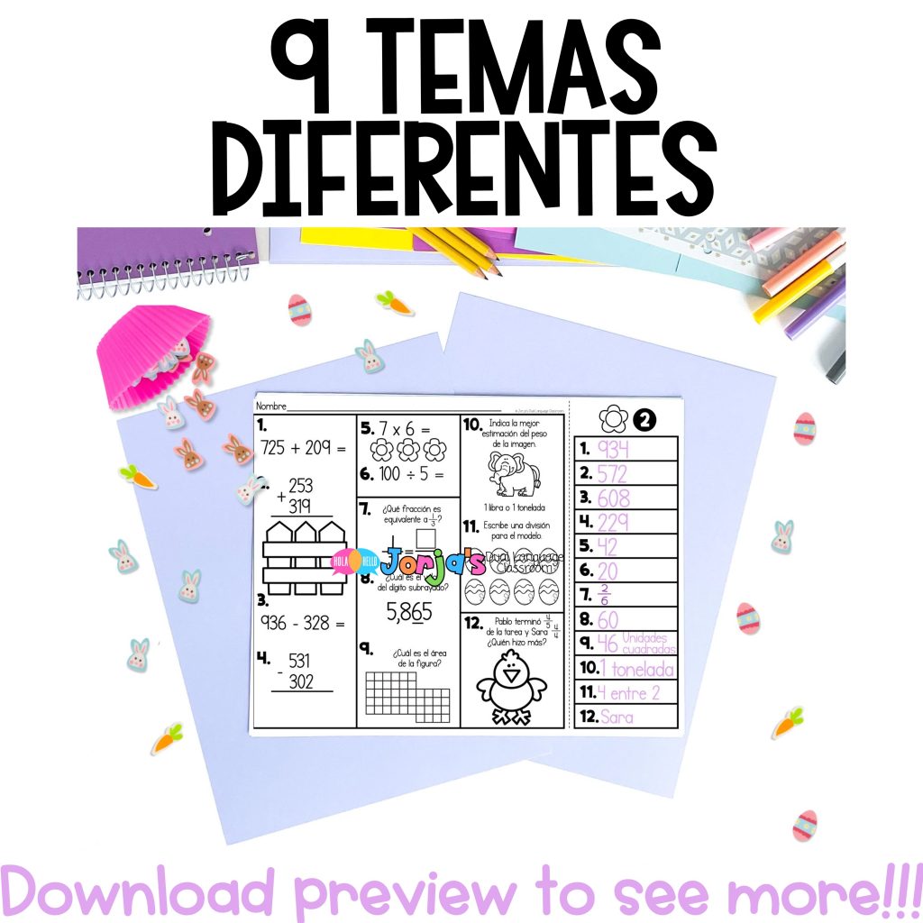 Repaso diario de matemáticas tercer grado abril Daily math review 3rd ...