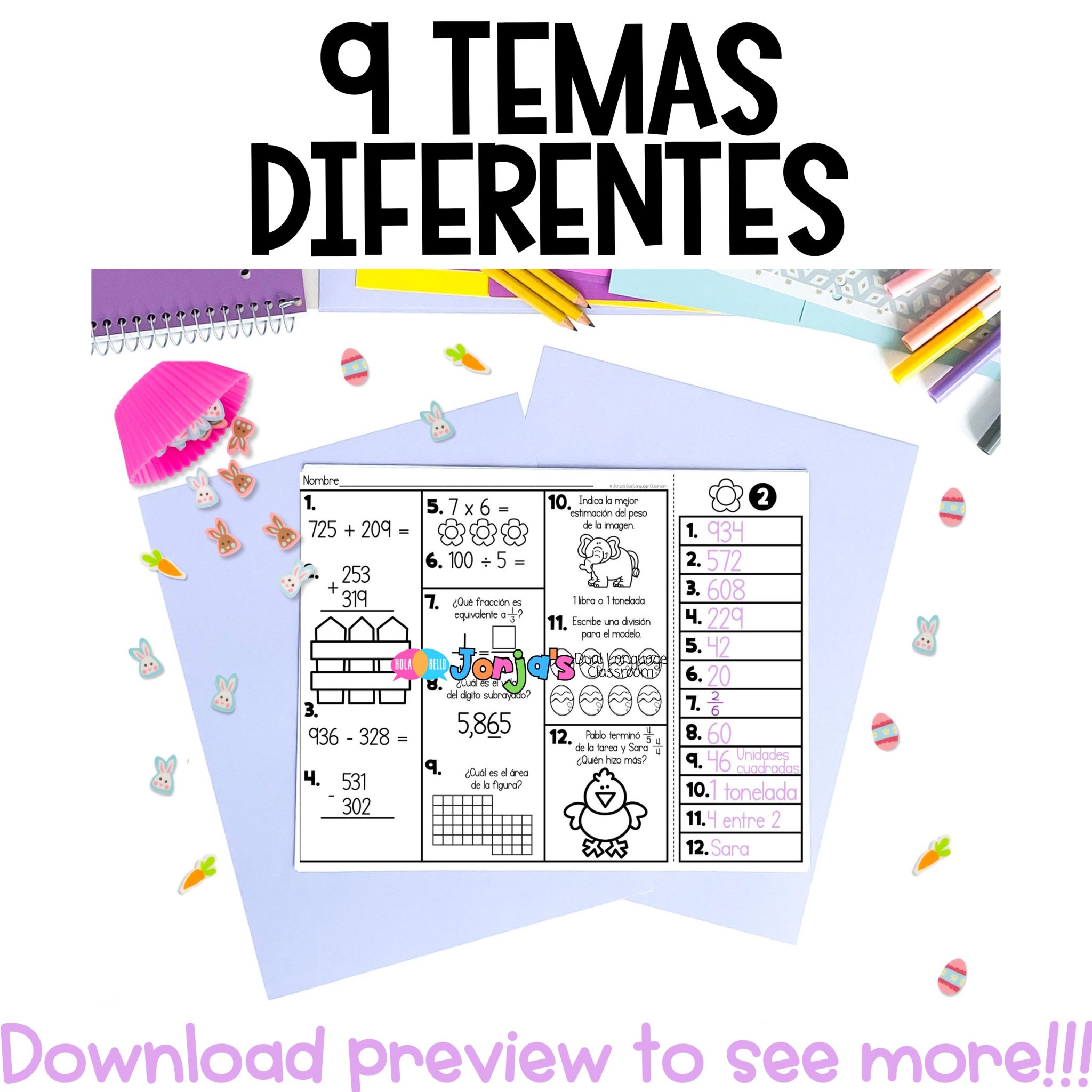 Repaso diario de matemáticas tercer grado abril Daily math review 3rd ...