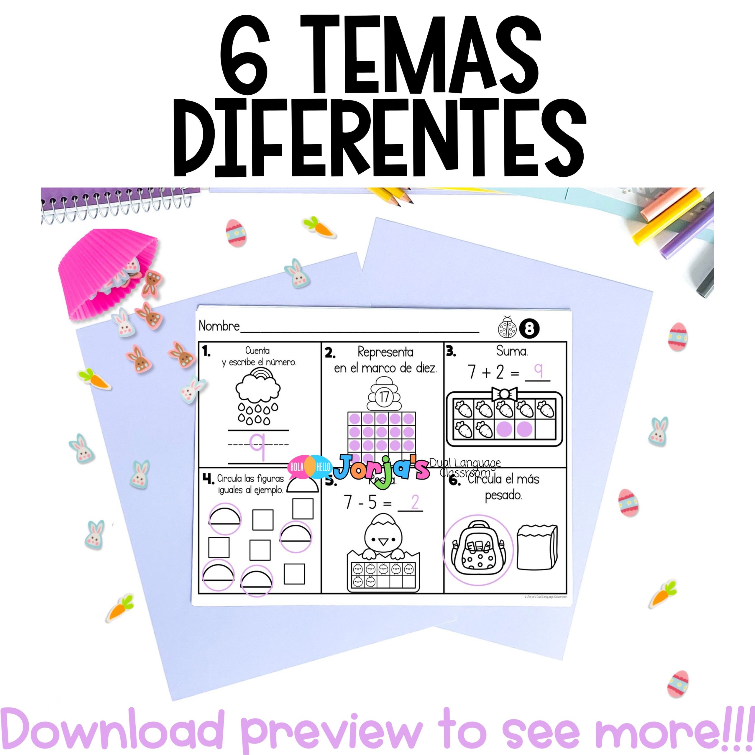 Repaso diario de matemáticas kinder abril Kindergarten Math in Spanish ...