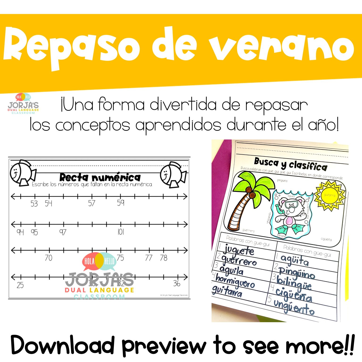 Repaso de verano PRIMERO Summer Review in Spanish First Grade - Jorja's ...