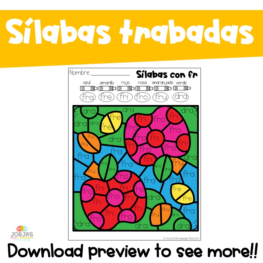 Sílabas trabadas con FR Consonant Blends in Spanish Printable Spanish ...