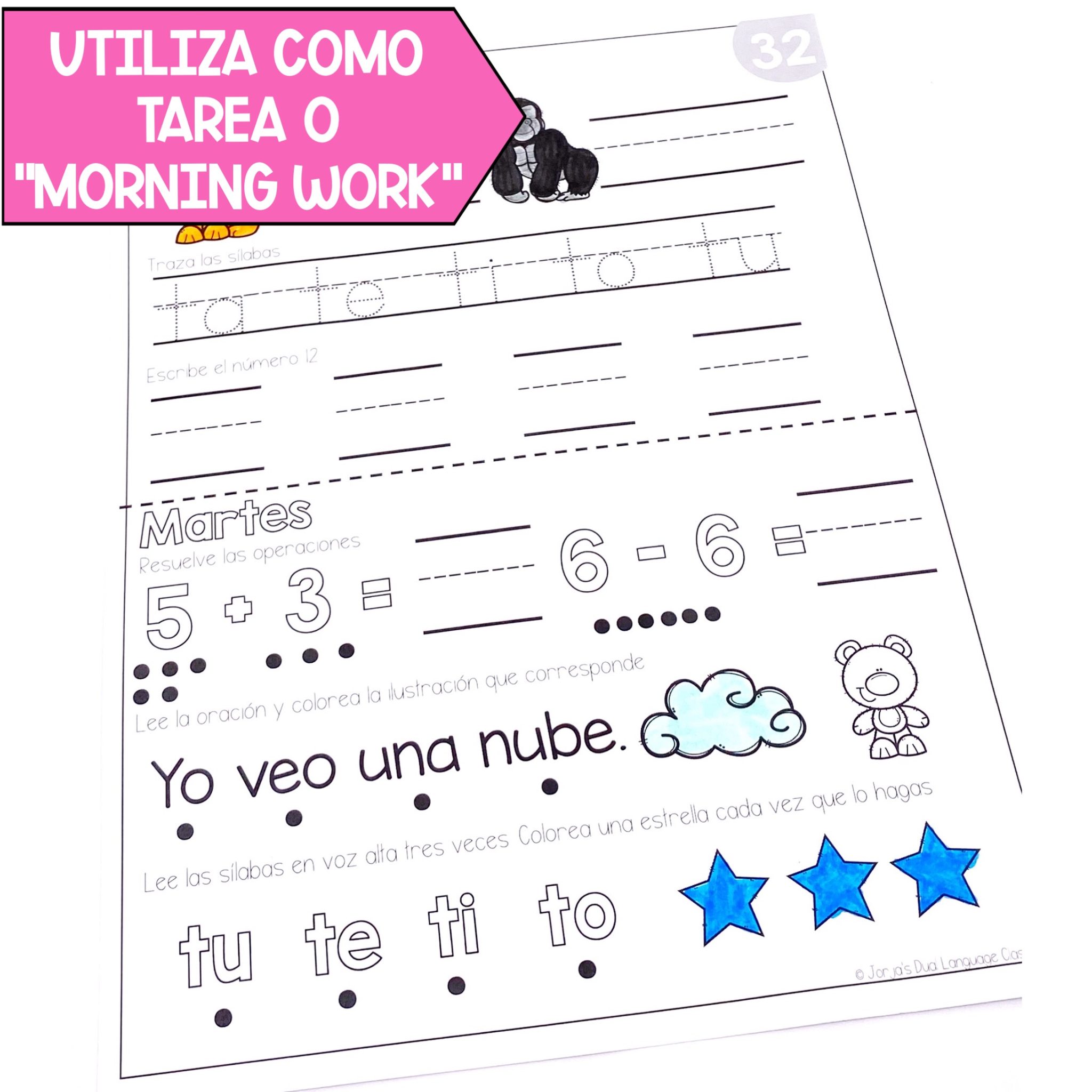 Tarea Kinder Homework Spanish for Kindergarten Repasos de Lectura ...