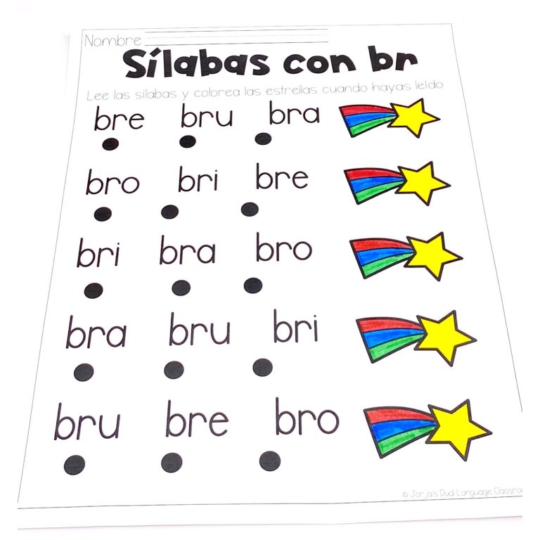 Sílabas trabadas BR Hojas de trabajo y actividades con bra bre bri bro ...