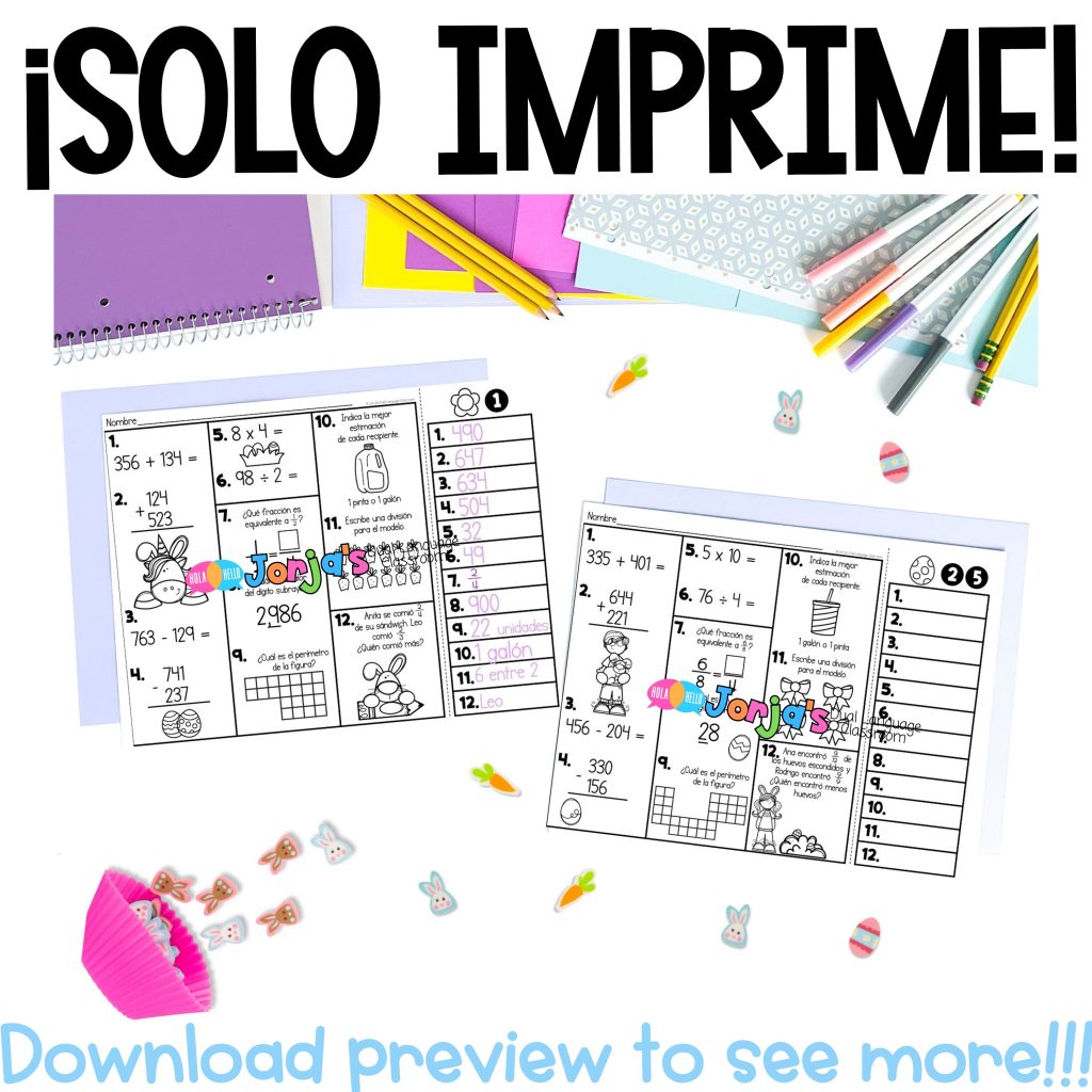 Repaso diario de matemáticas tercer grado abril Daily math review 3rd ...