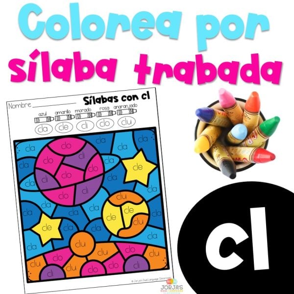 Sílabas trabadas CL Colorea por sílaba en español Color by syllable in ...