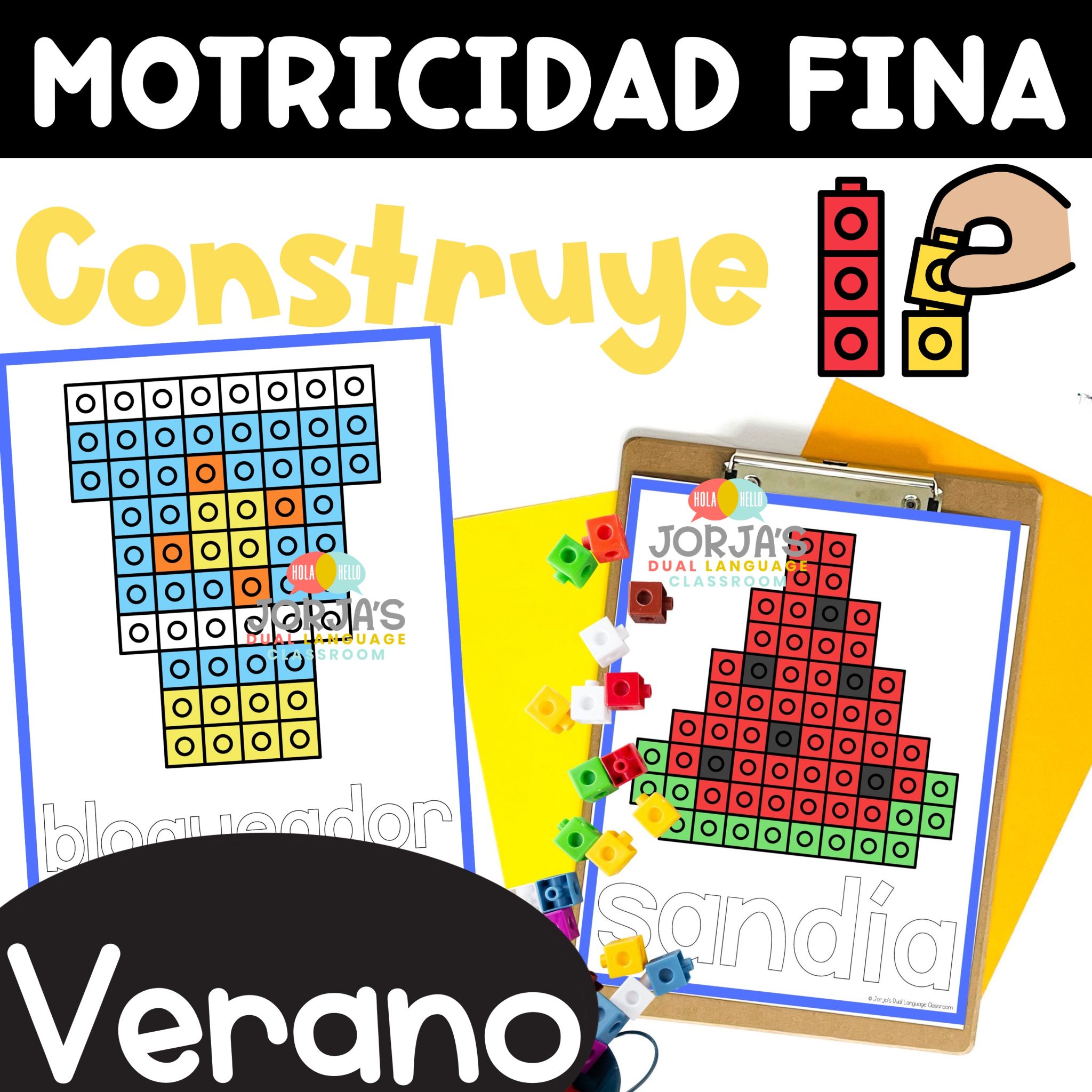 Motricidad fina Construye con bloques Actividades Summer in Spanish ...