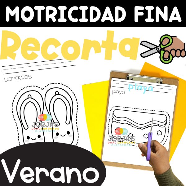 Motricidad fina Práctica de tijeras Scissors practice Summer in Spanish ...