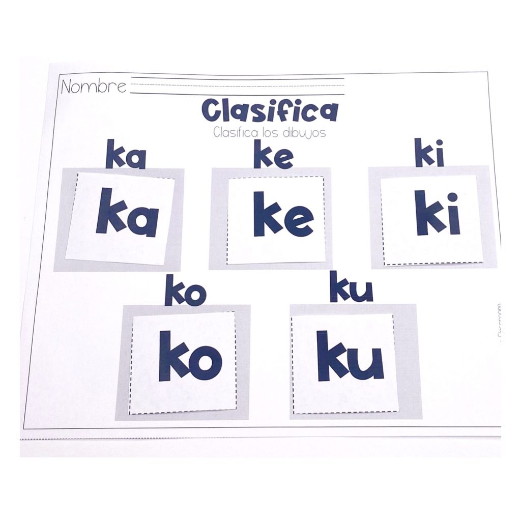 Letra k Sílabas con ka ke ki ko ku Hojas de trabajo Actividades Letter ...