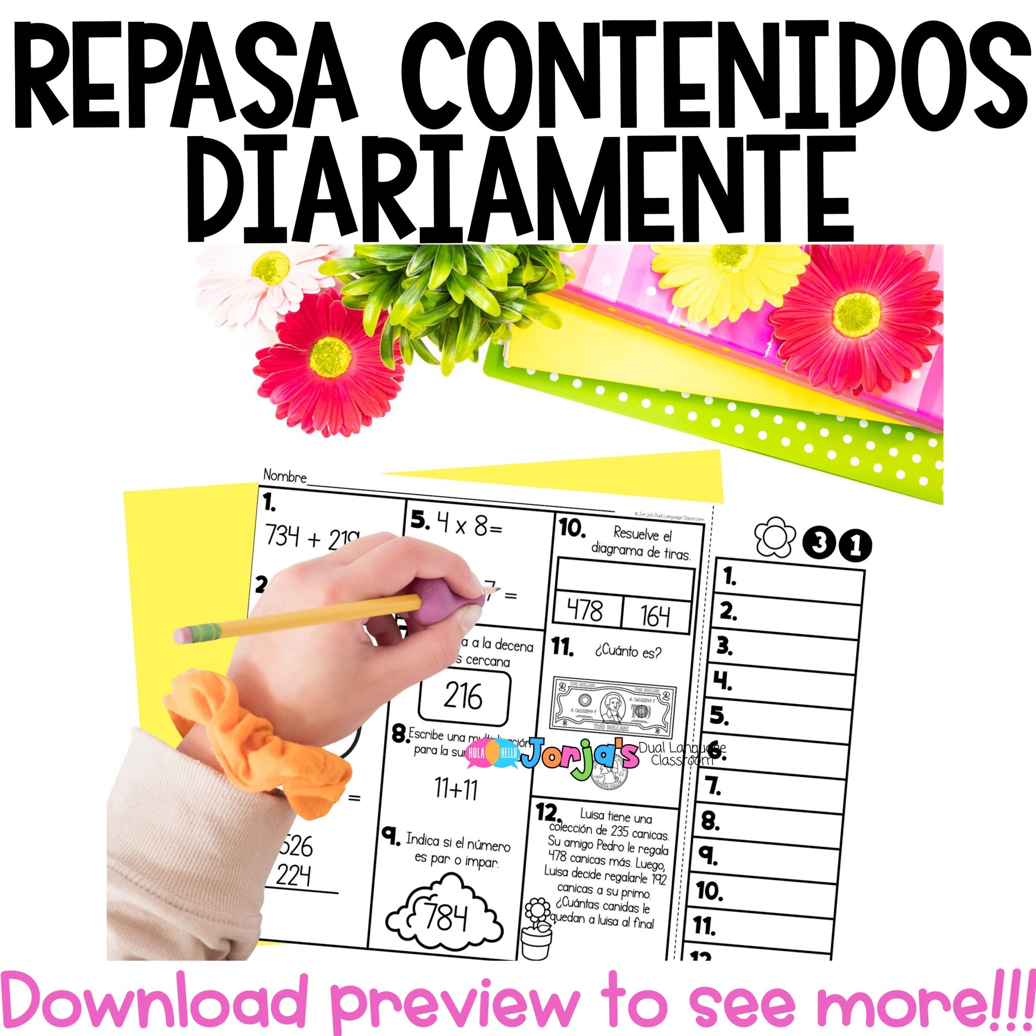 Repaso Diario Tercero Mayo en español Actividades matemáticas diarias ...