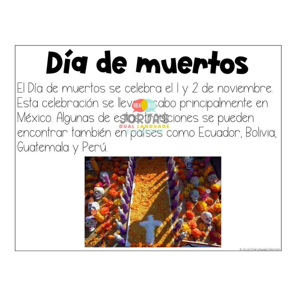 Día de muertos Day of the Dead Spanish Activities Vocabulario Altar ...