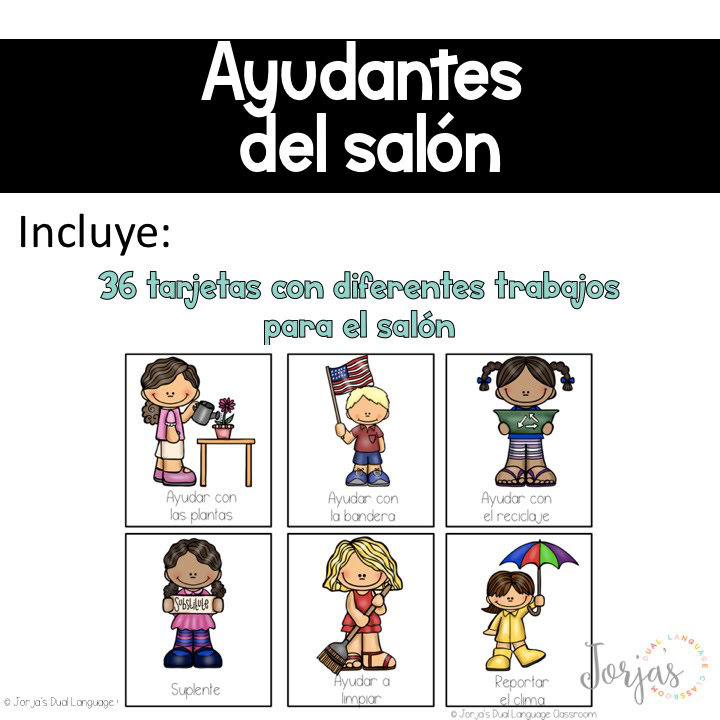 Classroom Helpers Jobs Spanish Ayudantes del Salón - Jorja's Dual ...