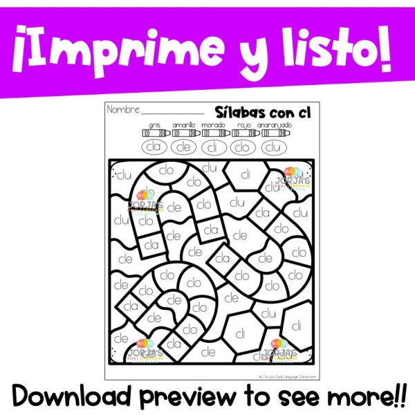 Sílabas trabadas CL Colorea por sílaba en español Color by syllable in ...