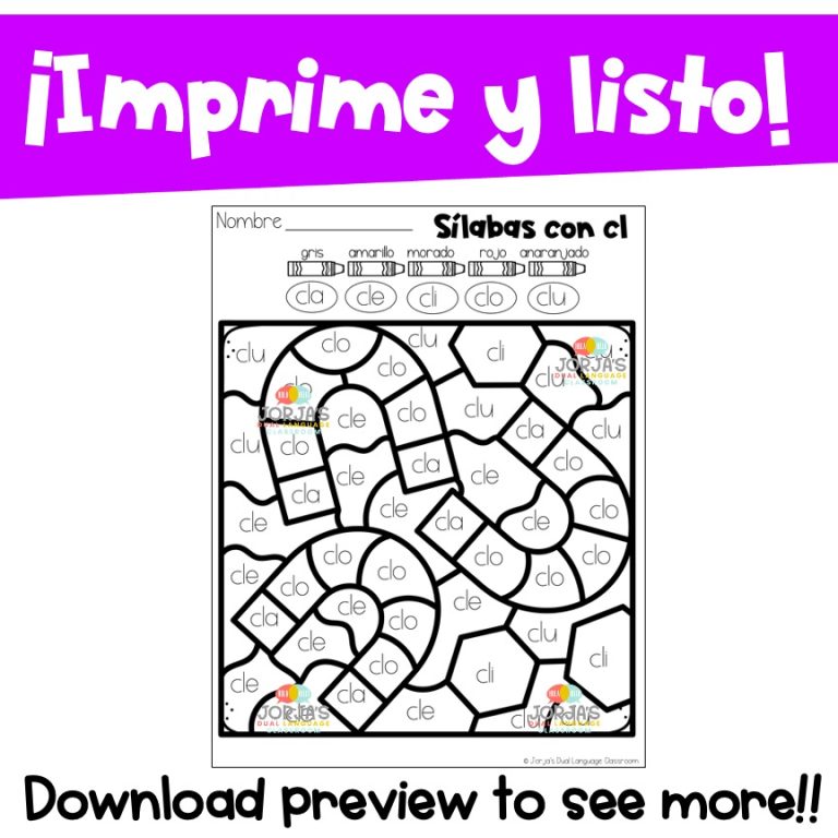 Sílabas trabadas CL Colorea por sílaba en español Color by syllable in ...