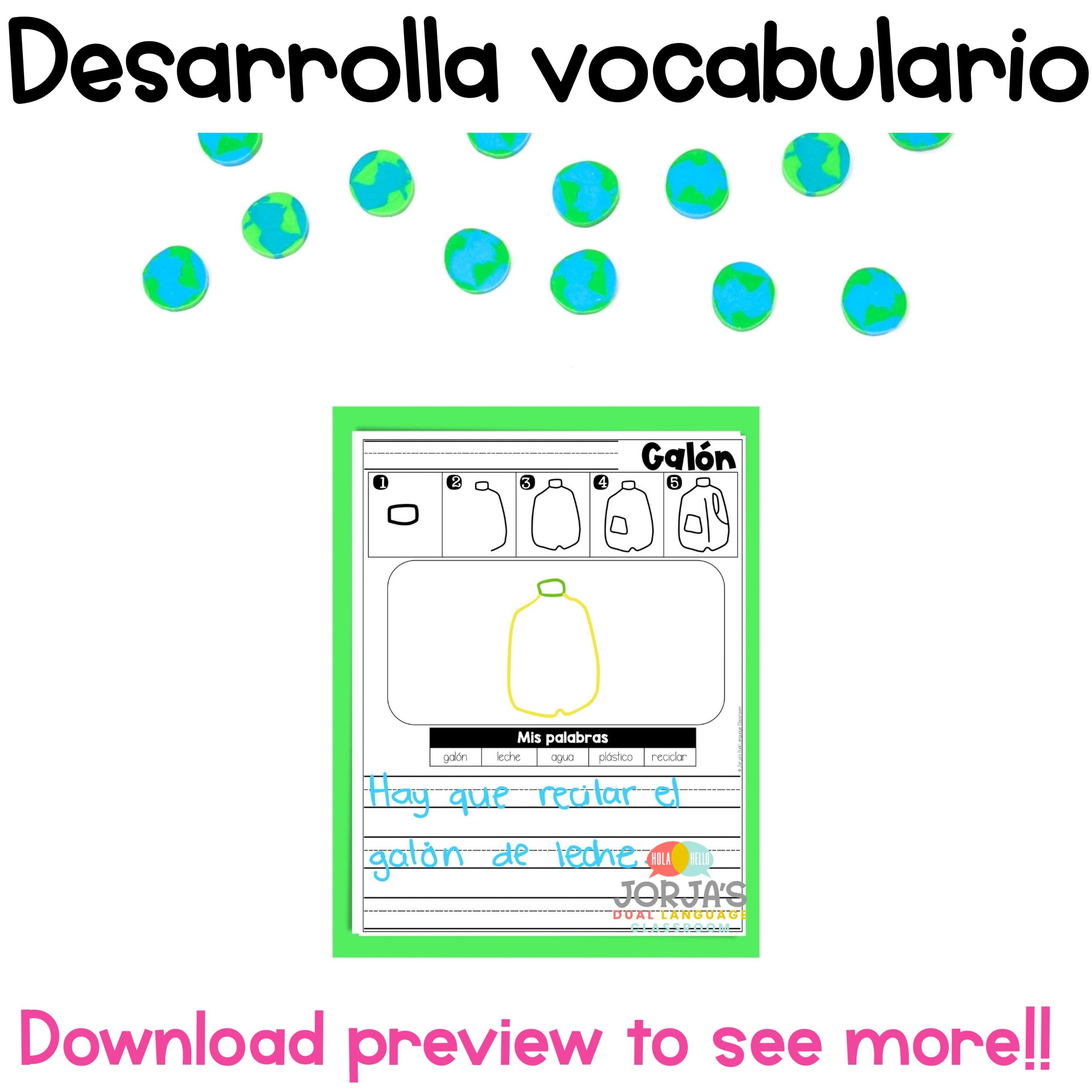 Escritura Día del Planeta Writing in Spanish Actividad Directed Drawing ...