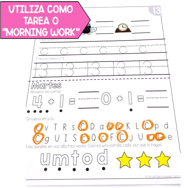 Tarea Kinder Homework Spanish for Kindergarten Set 2 - Jorja's Dual ...