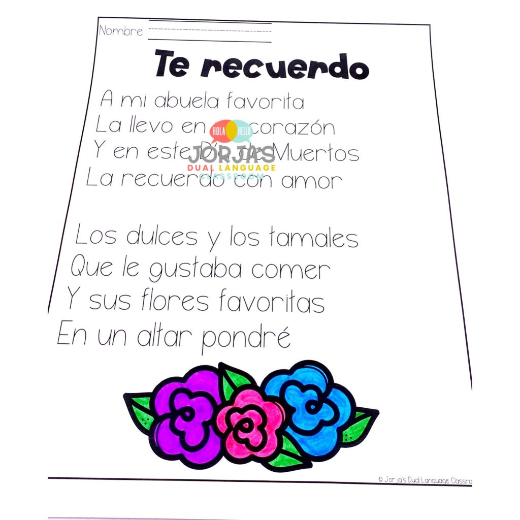 Día de muertos Day of the Dead Spanish Activities Vocabulario Altar ...