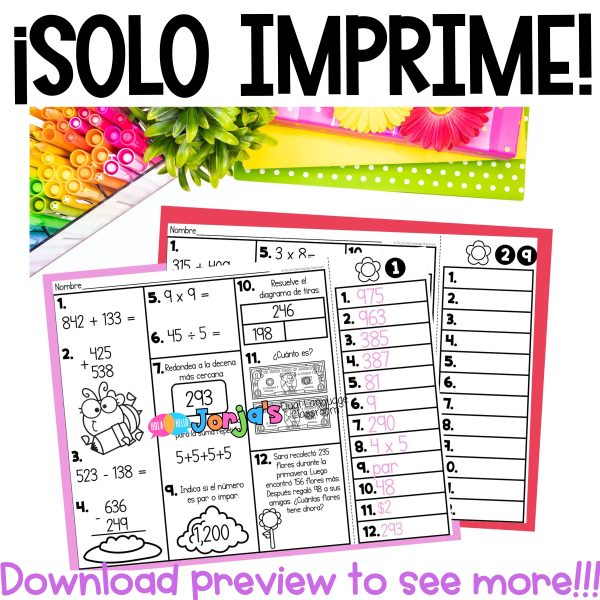 Repaso Diario Tercero Mayo en español Actividades matemáticas diarias ...