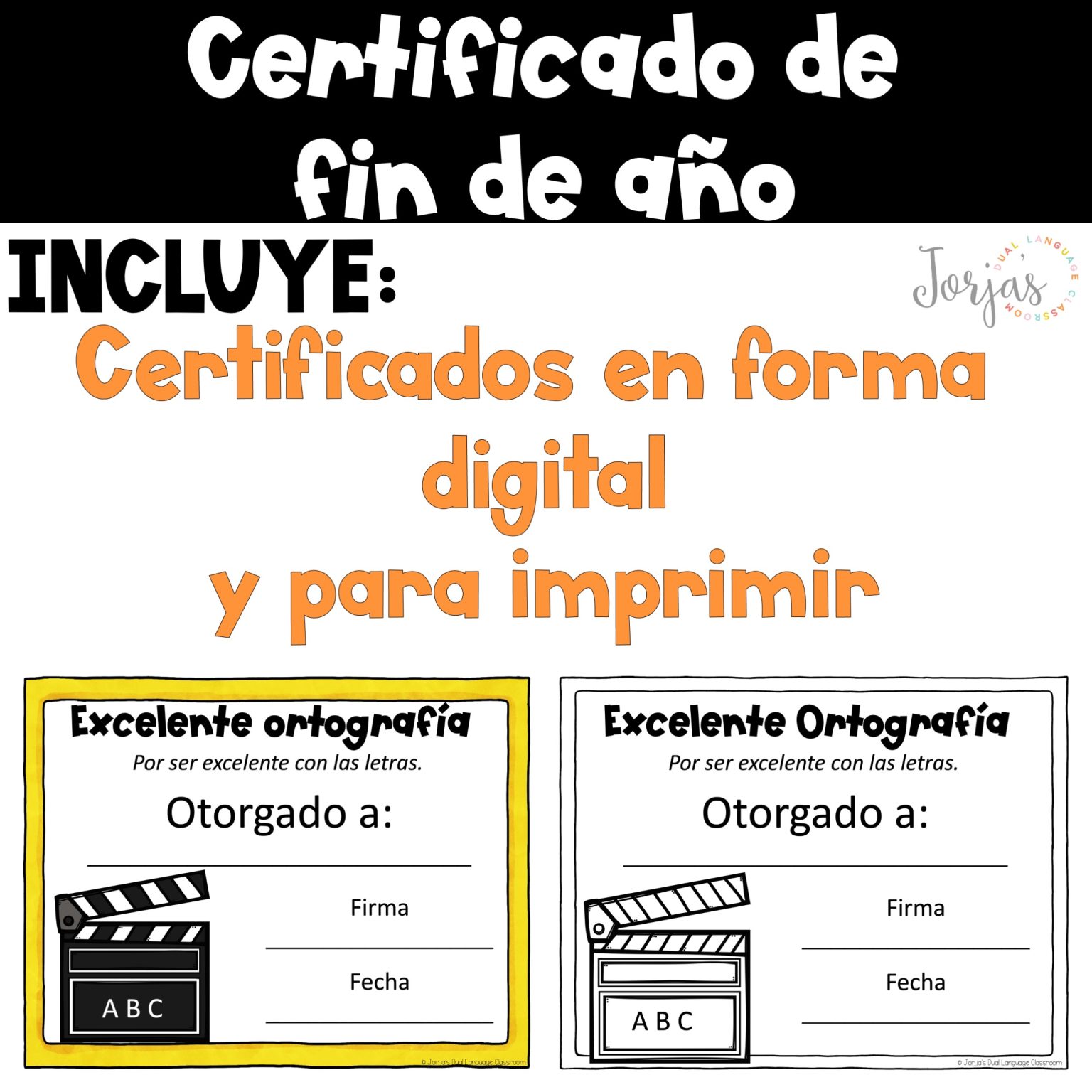 Certificados de fin de año Diplomas End of the year awards in Spanish ...