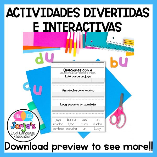 Sílabas con U Actividades Hojas de trabajo Sílabas palabras y oraciones ...