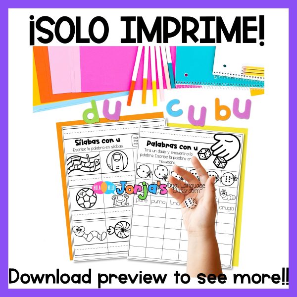 Sílabas con U Actividades Hojas de trabajo Sílabas palabras y oraciones ...