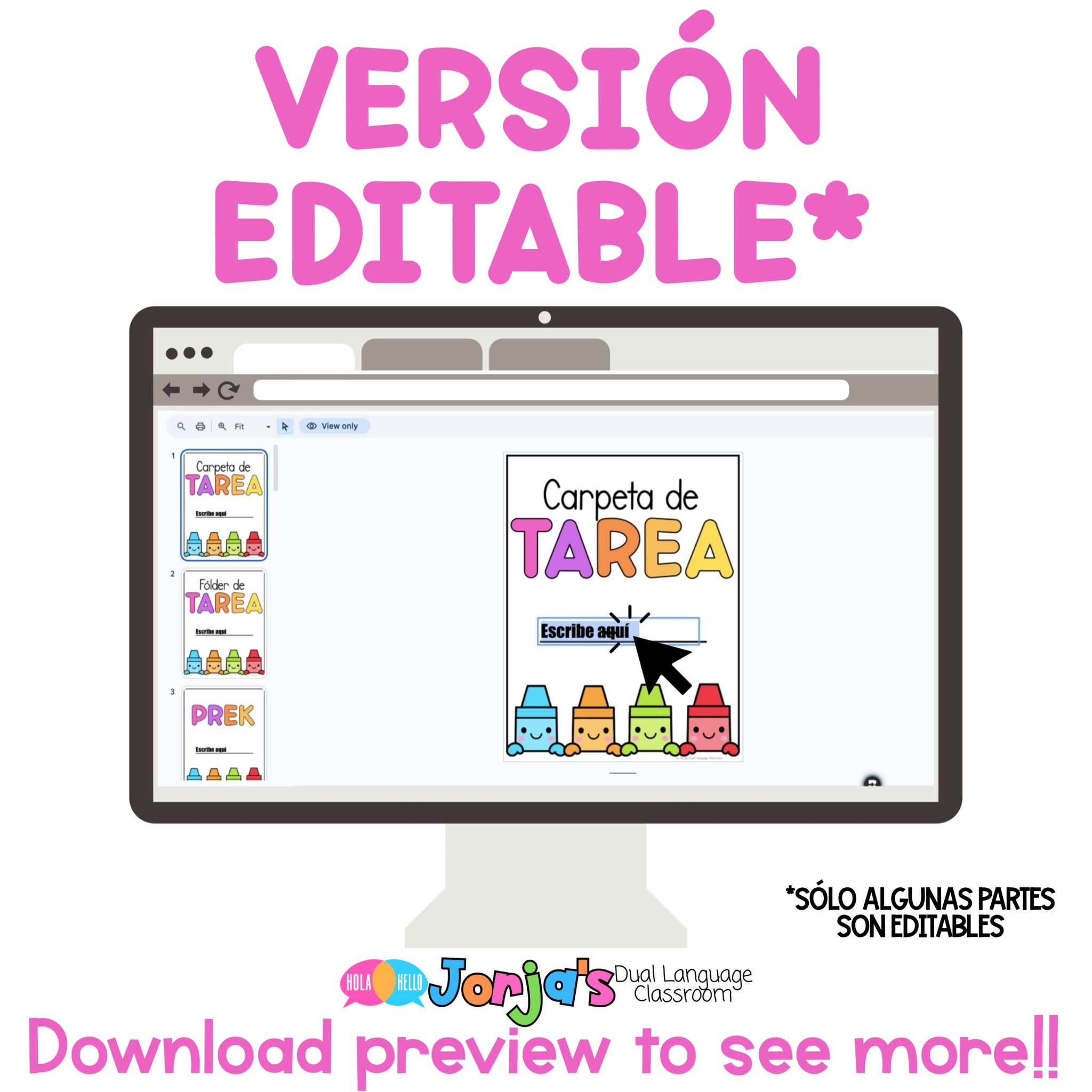 Carpeta de tarea en español para PreK a 2do grado Spanish Homework ...