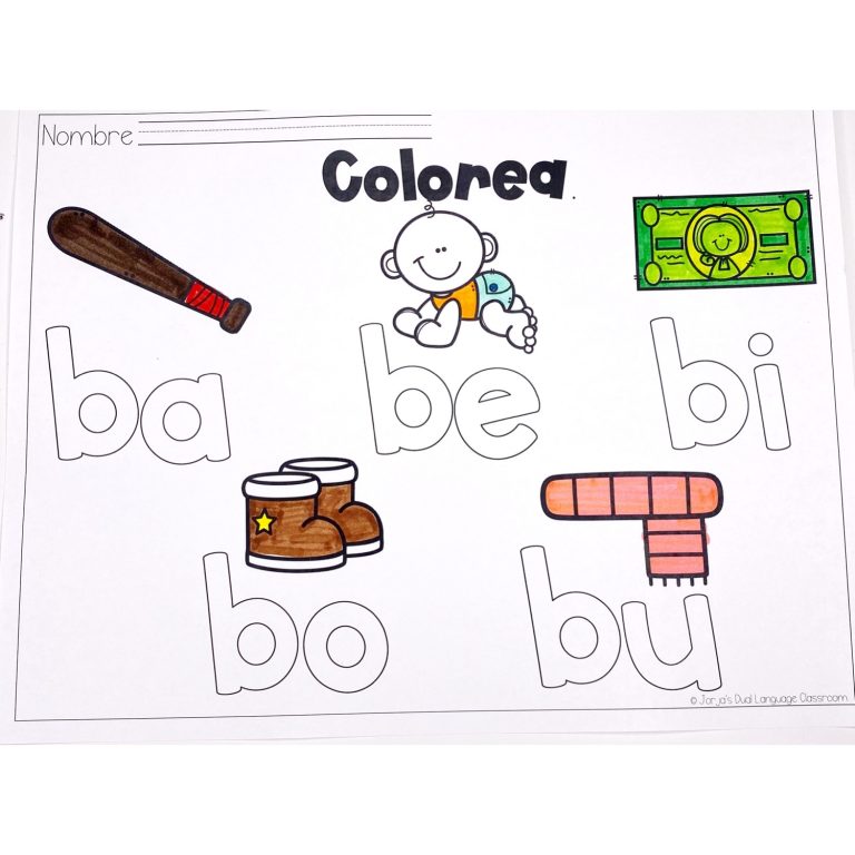 Letra b Sílabas con ba be bi bo bu Hojas de trabajo actividades Letter ...