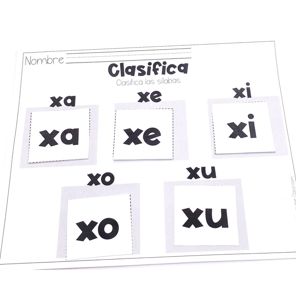 Letra X Sílabas con xa xe xi xo xu Hojas de trabajo y actividades ...