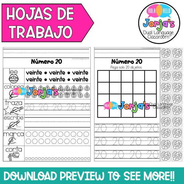 Números español del 11 al 20 Hojas de trabajo Actividades Teen Numbers ...