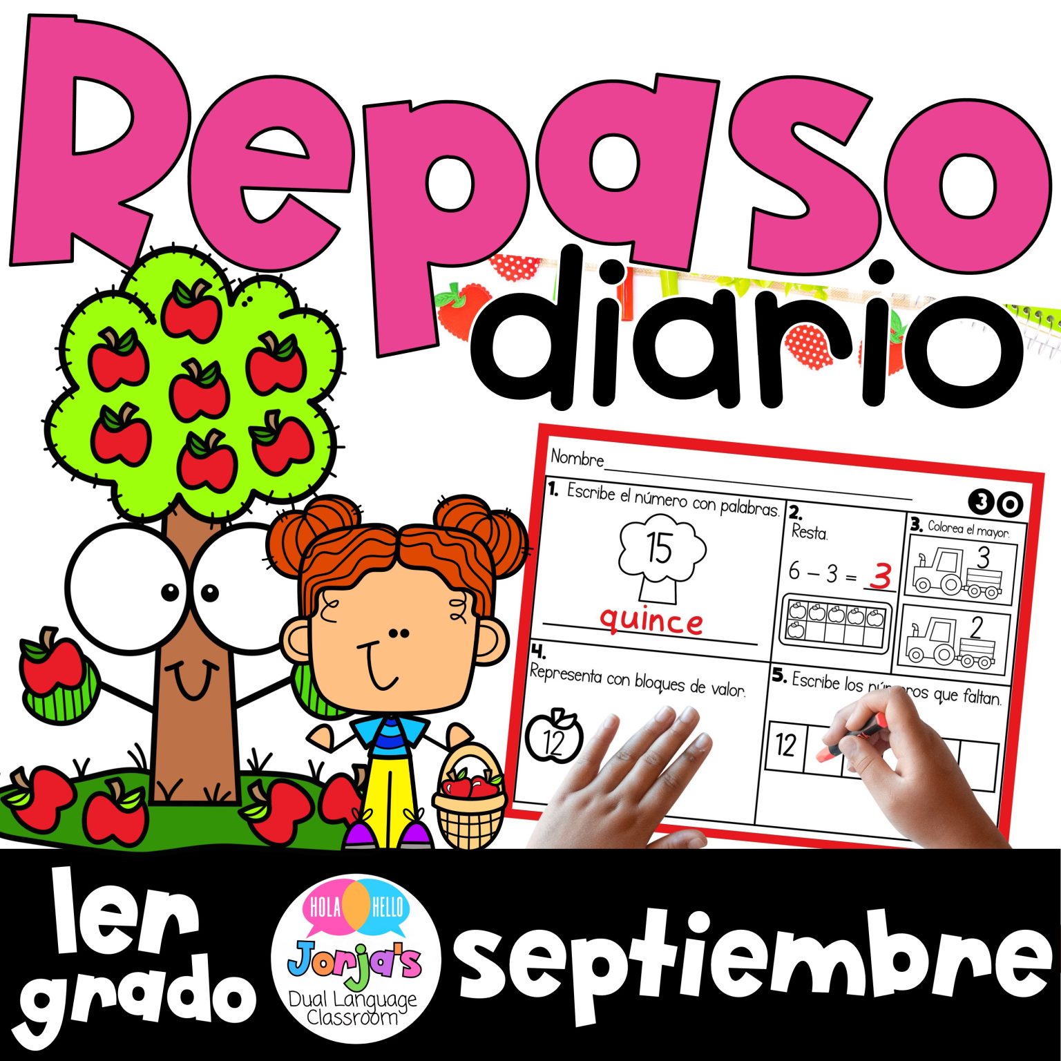 Repaso diario matemáticas primer grado septiembre 1st grade Spanish ...