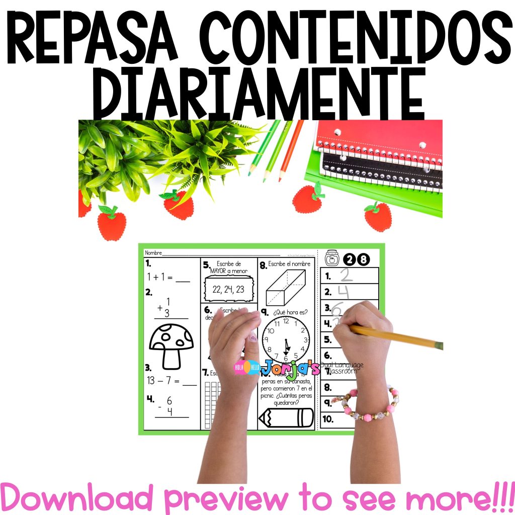 Repaso Diario Segundo Grado Spiral Review Second Grade in Spanish ...
