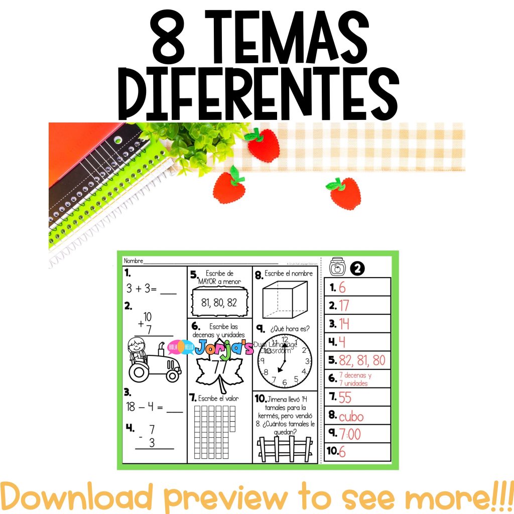 Repaso Diario Segundo Grado Spiral Review Second Grade in Spanish ...