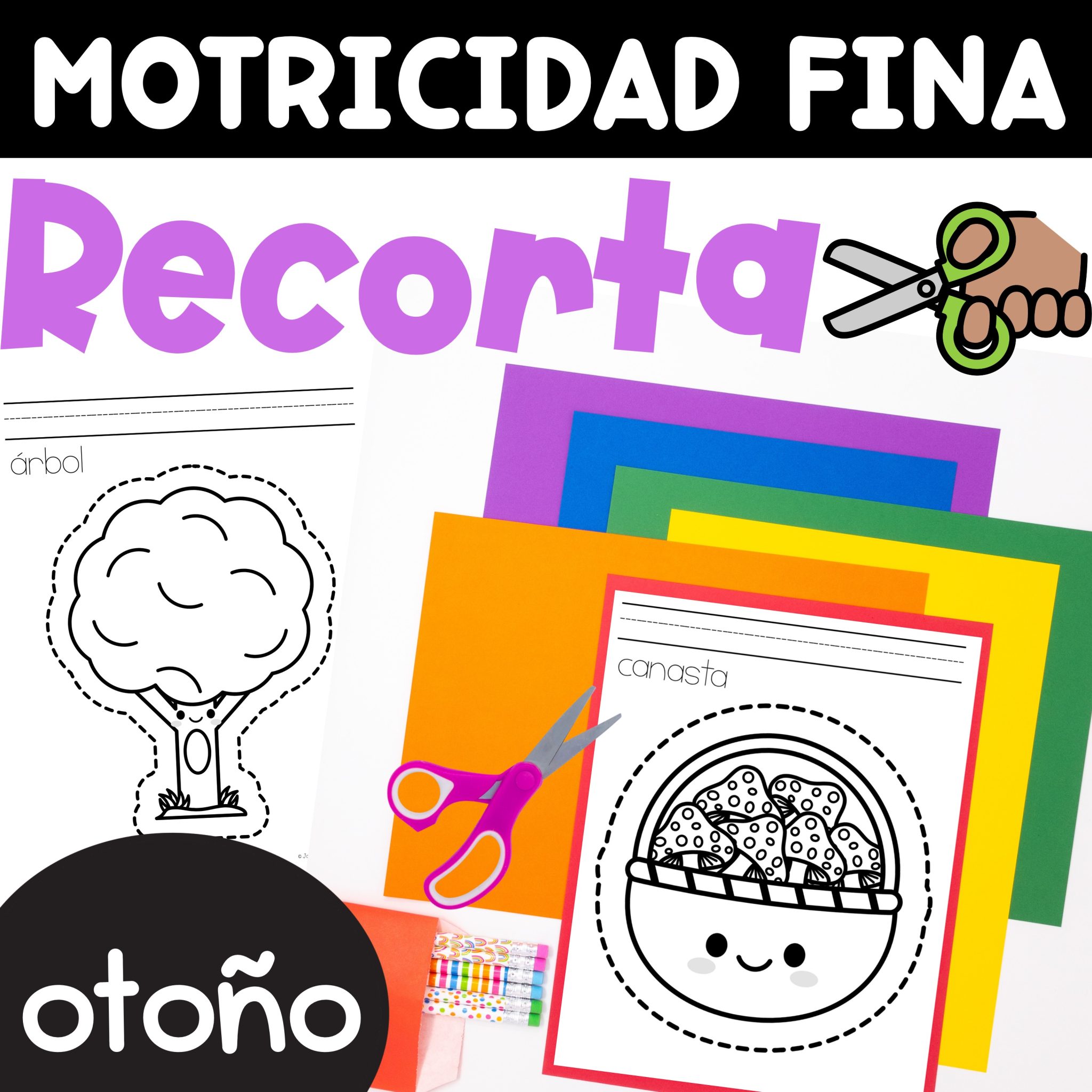 Motricidad fina Práctica de tijeras Ejercicios Otoño Fine Motor Skills ...