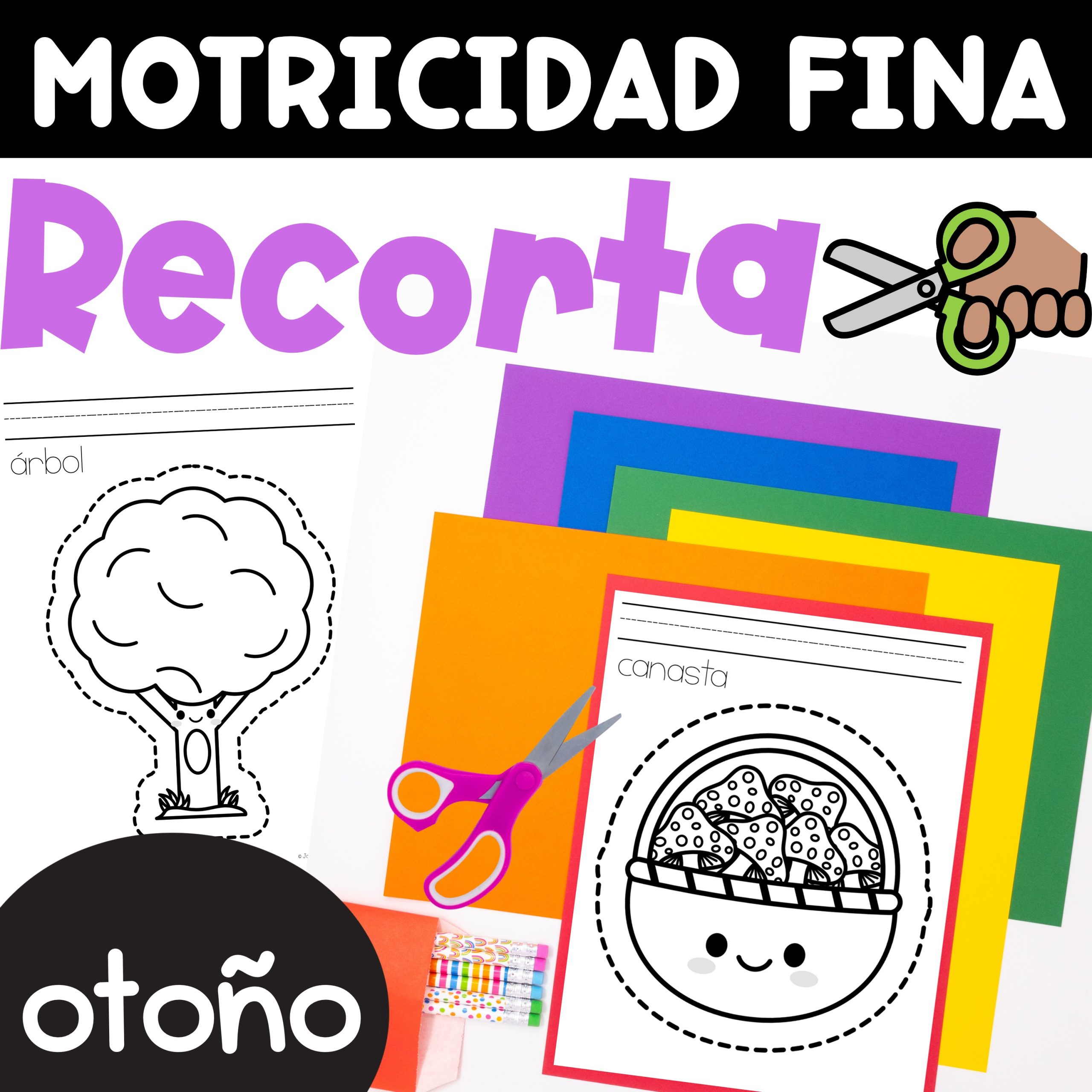 Motricidad fina Práctica de tijeras Ejercicios Otoño Fine Motor Skills ...