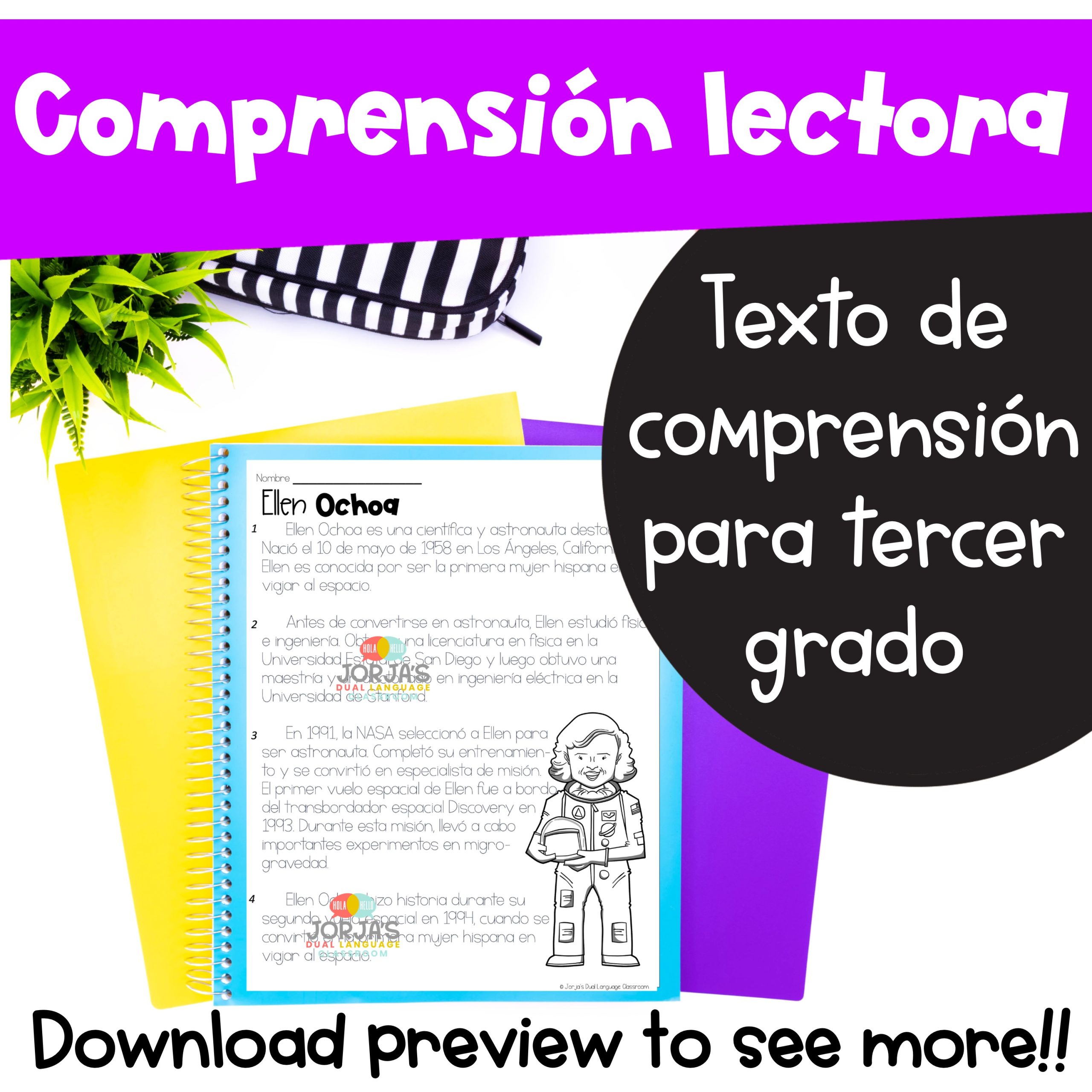 Ellen Ochoa Reading Comprehension in Spanish Third Grade Lectura de ...