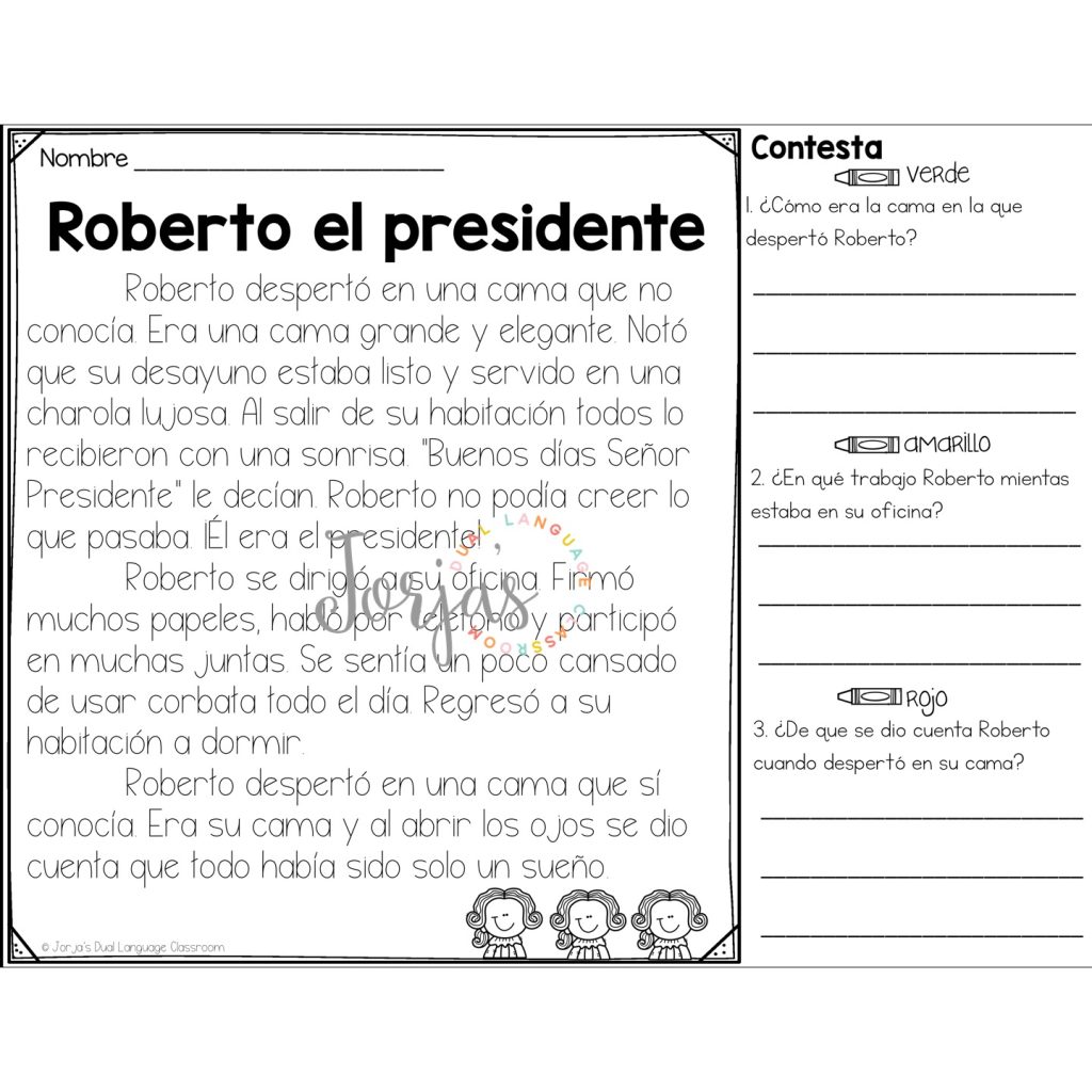 Lectura de comprensión Reading Comprehension in Spanish Comprensión ...