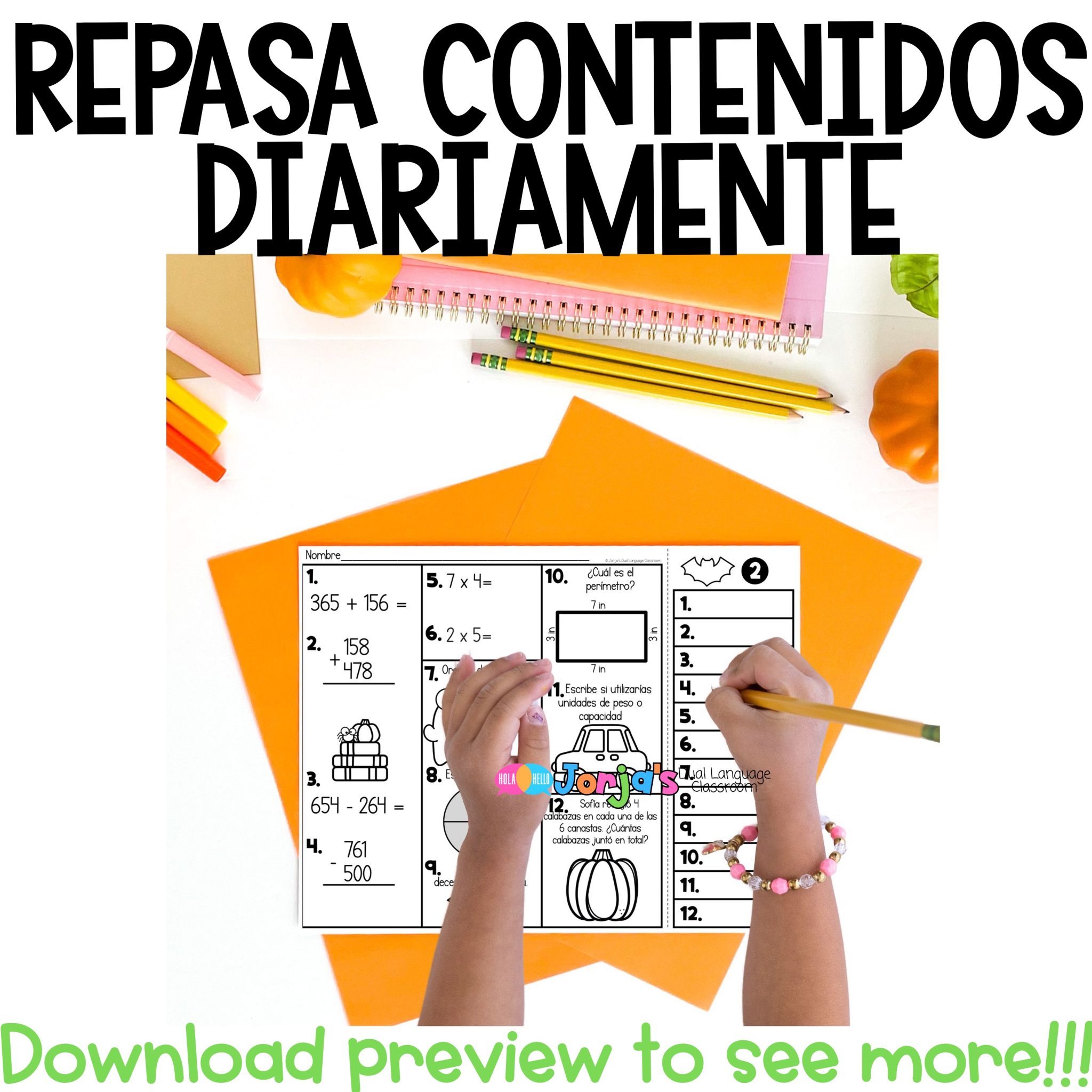 Repaso diario tercero Halloween Octubre Otoño Third Grade Math in ...