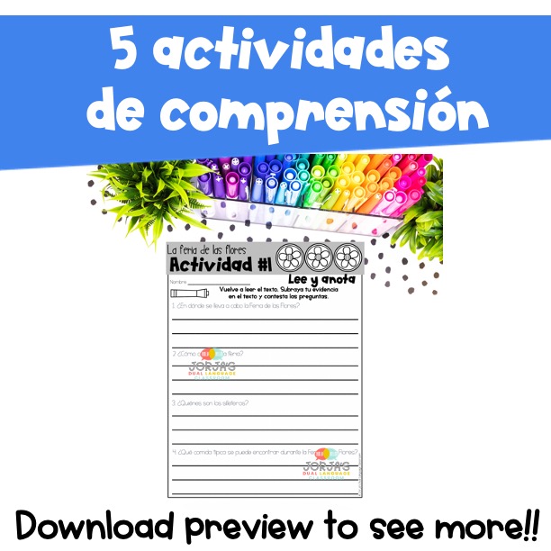 La feria de las flores Comprensión de lectura tercer grado 3rd Grade ...