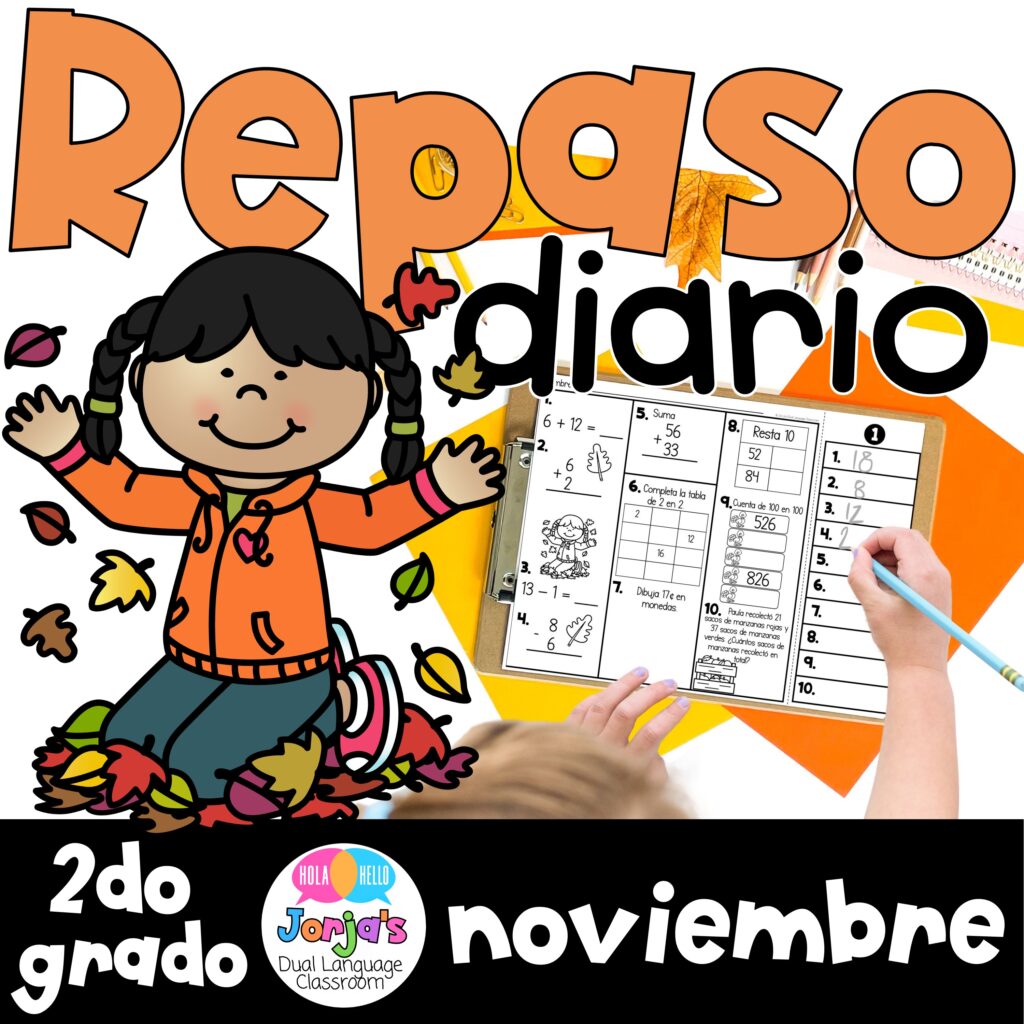 Repaso diario tercero noviembre Math in Spanish Spiral Review 2nd ...