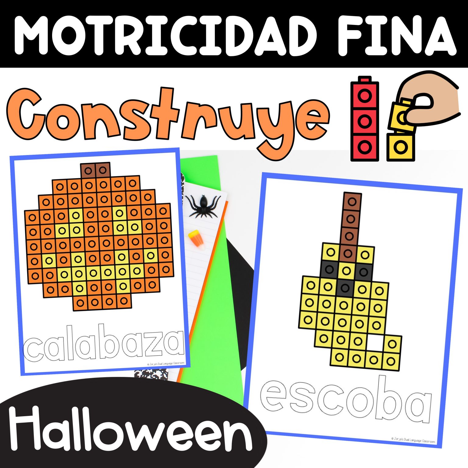 Motricidad fina Construye con bloques Ejercicios Halloween Fine Motor ...