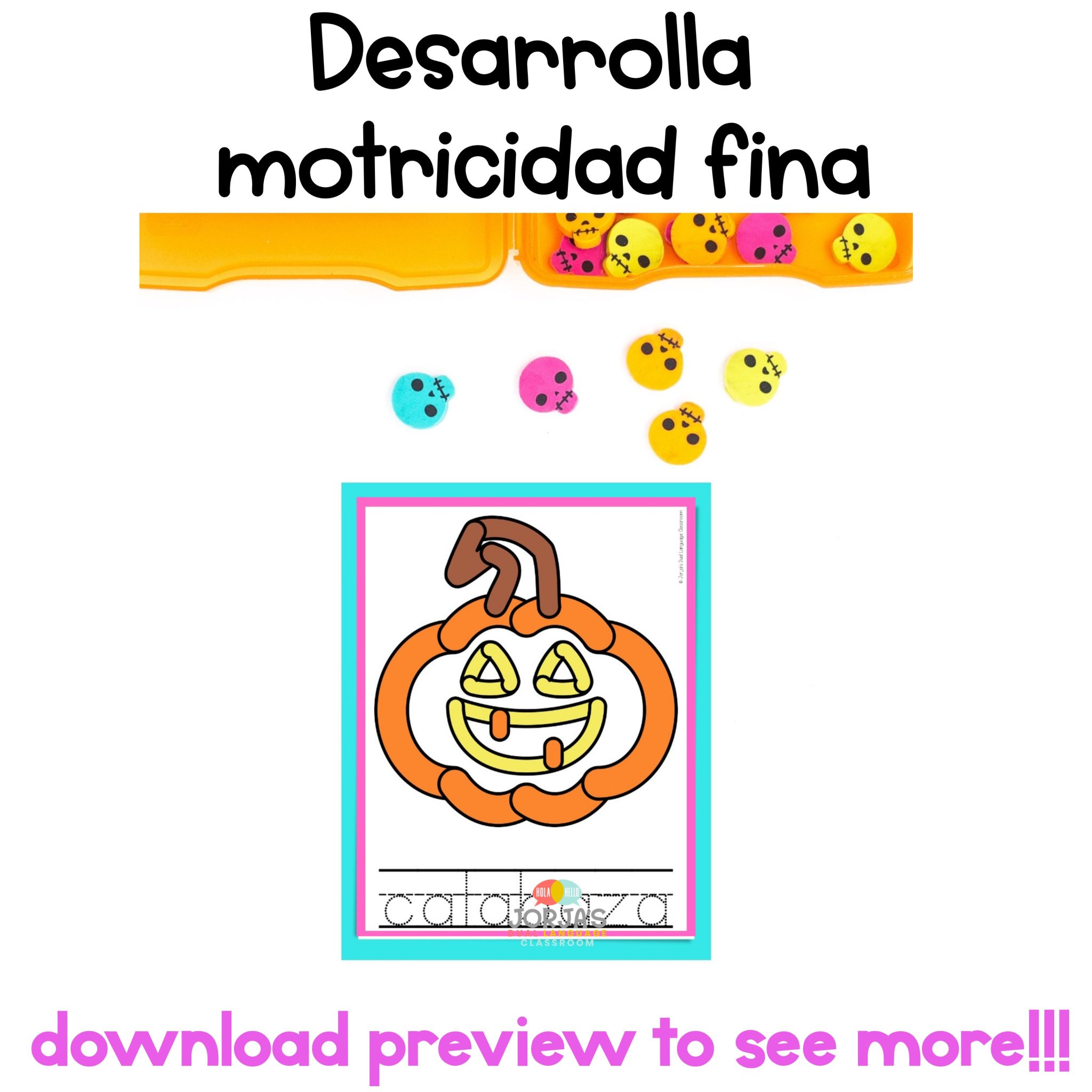 Motricidad fina Plastilina Ejercicios Halloween in Spanish Fine Motor ...