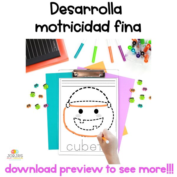 Motricidad fina Traza Ejercicios Halloween in Spanish Fine Motor skills ...