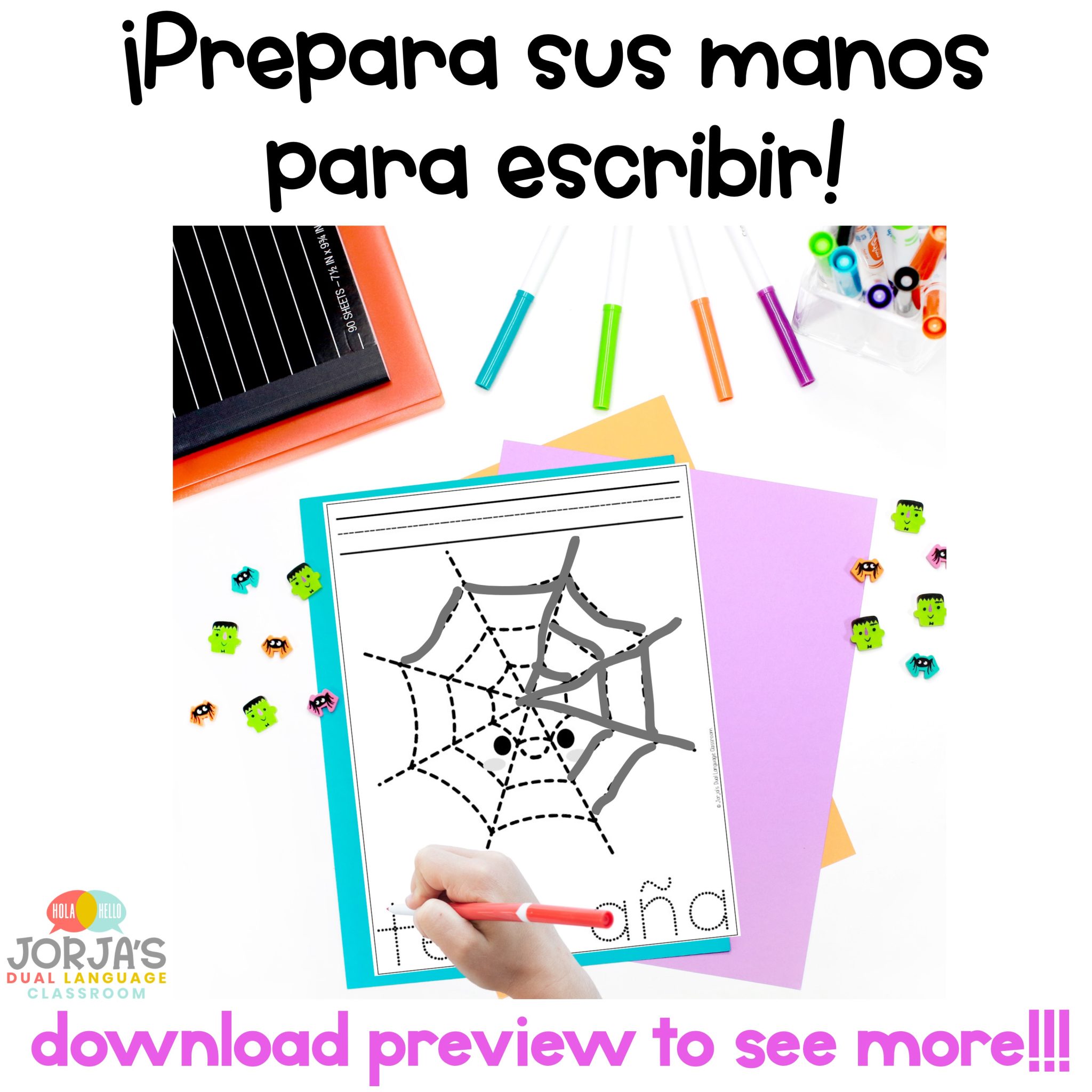 Motricidad fina Traza Ejercicios Halloween in Spanish Fine Motor skills ...