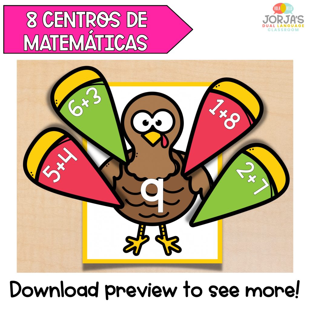 Centros de matemáticas primer grado noviembre Math Centers in Spanish ...