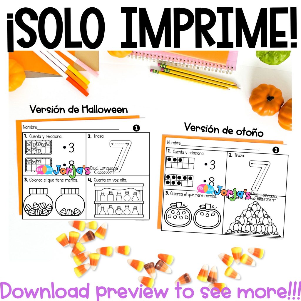 Repaso diario Kinder octubre Spiral Review in Spanish Math - Jorja's ...