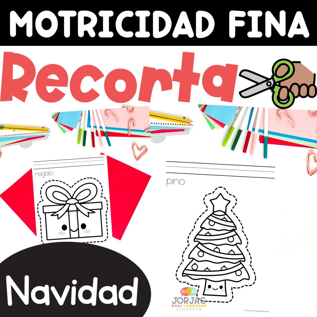 Motricidad fina Práctica de tijeras Navidad Actividades Christmas in ...