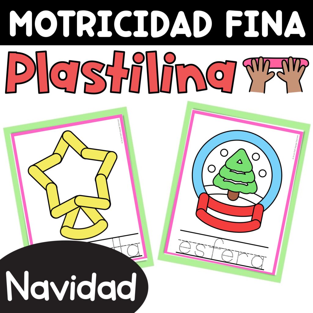 Motricidad fina Plastilina Navidad Christmas in Spanish Play Dough Mats ...