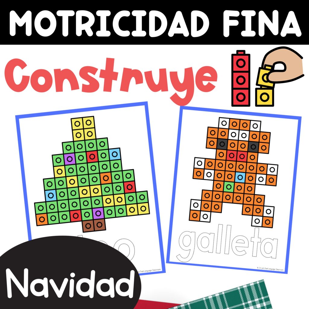 Christmas in Spanish Navidad Christmas Pattern Blocks Mats Fine Motor ...
